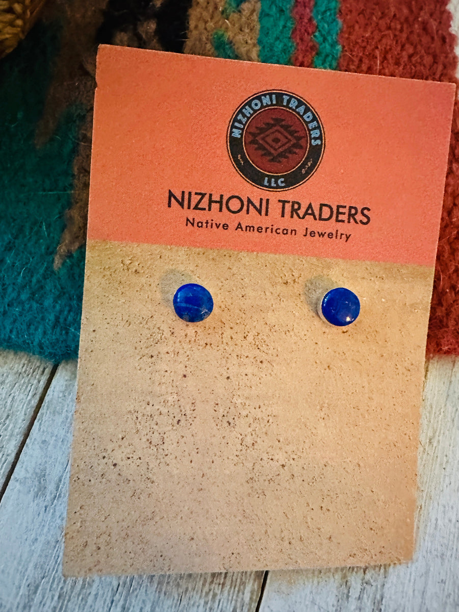 Navajo Lapis and Sterling Silver Stud Earrings – Amanda Radke